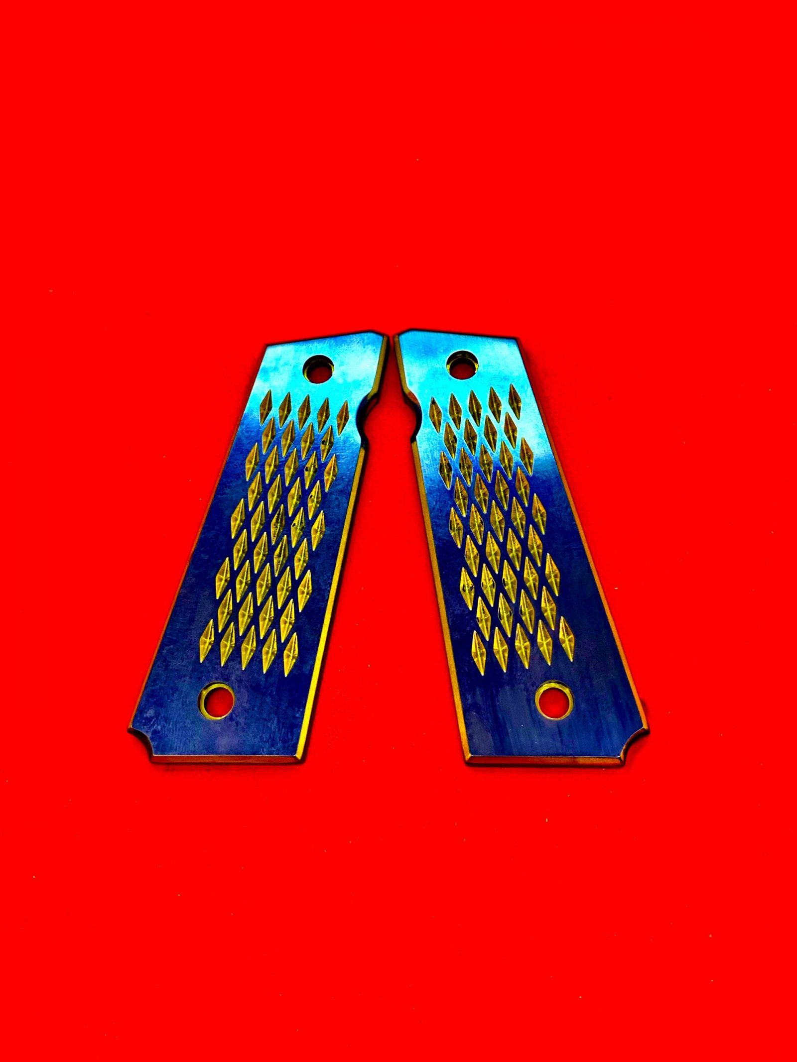 Titanium 1911 Pistol Grips -Blue Gold