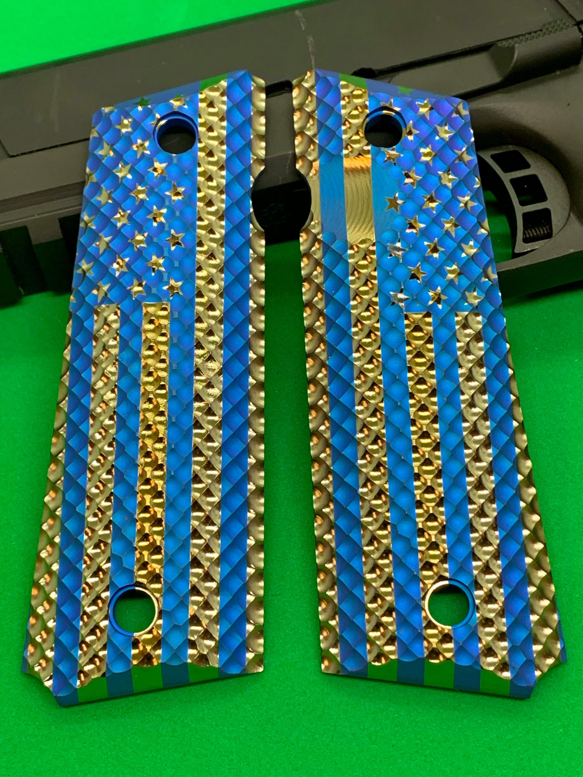 Titanium 1911 Pistol Grips - USA Flag - Velcro Style